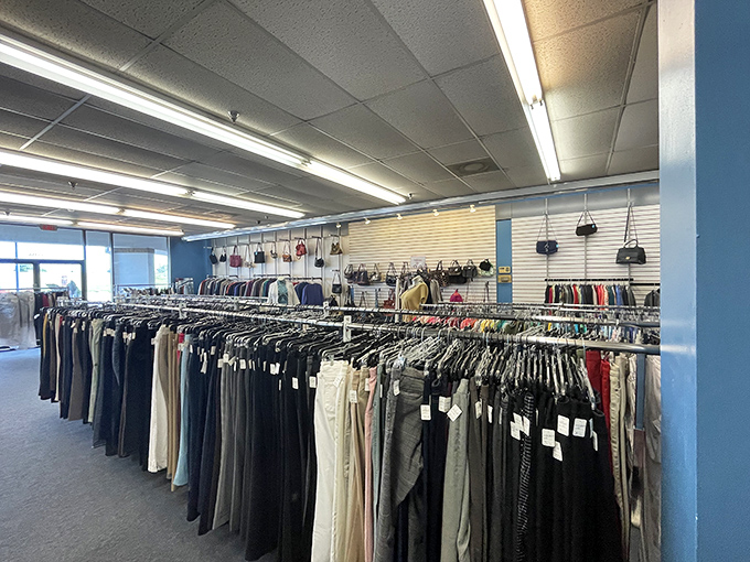 The pants section stands at attention like soldiers ready for duty&mdash;organized by size so you won't waste precious hunting time.