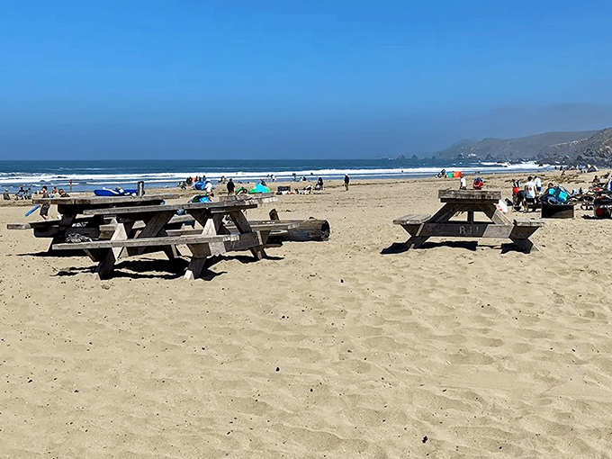 These weathered picnic tables have hosted more family stories than a holiday dinner. BYO feast with a side of panoramic ocean views.