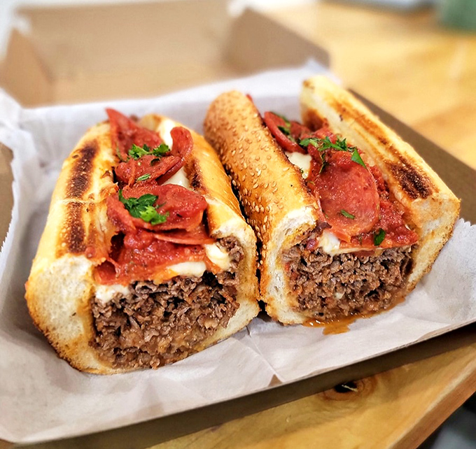 Pizza meets cheesesteak in holy matrimony &ndash; two Philadelphia icons united in one glorious, cheese-pulling moment.