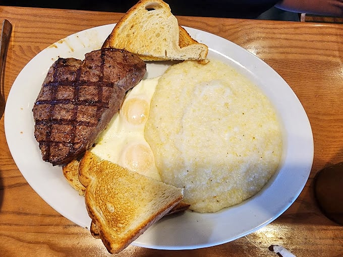 Steak, eggs, and grits&mdash;the holy trinity of Southern breakfast, executed with the respect these classics deserve.