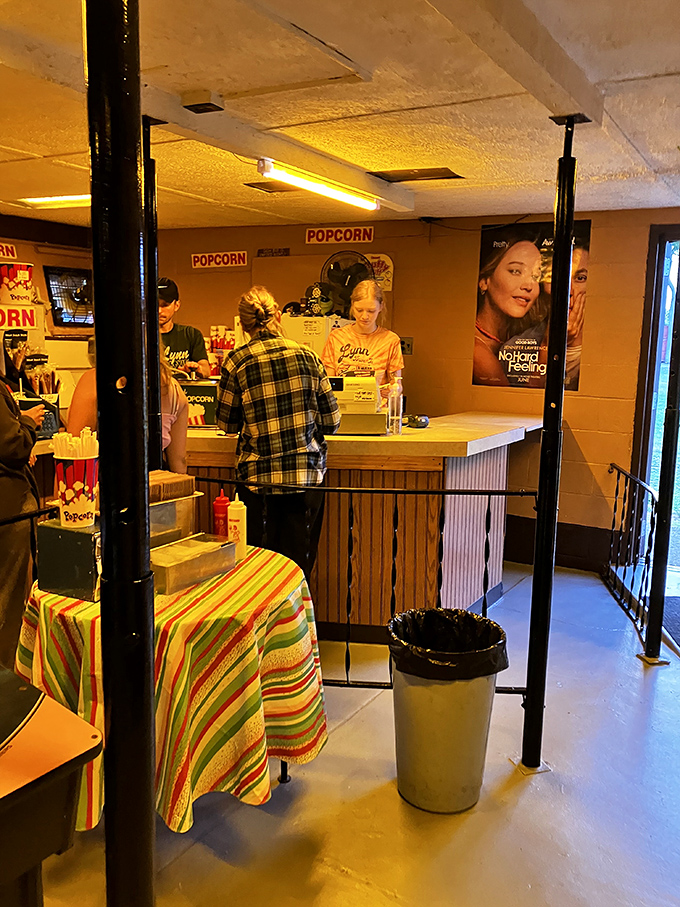 The beating heart of any drive-in: its concession stand. Friendly faces serve up buttery popcorn and memories that last far longer than the movie.