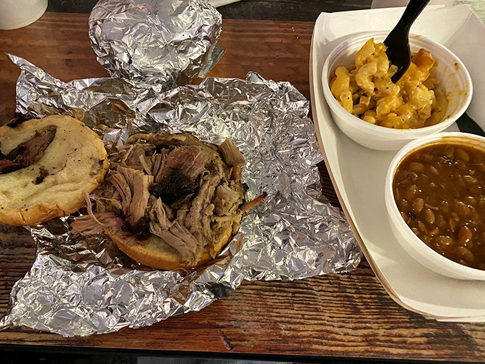 A pulled pork sandwich that requires both hands and several napkins. Some messes are worth making, especially when they taste this good.