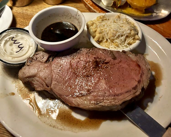 Prime rib this perfectly cooked is like finding a unicorn—a beautiful pink center surrounded by a seasoned crust that makes you want to weep with joy.