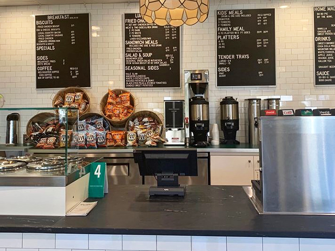 Clean white subway tile and organized efficiency&mdash;but it's the menu boards that hold the real treasures in this no-nonsense establishment.