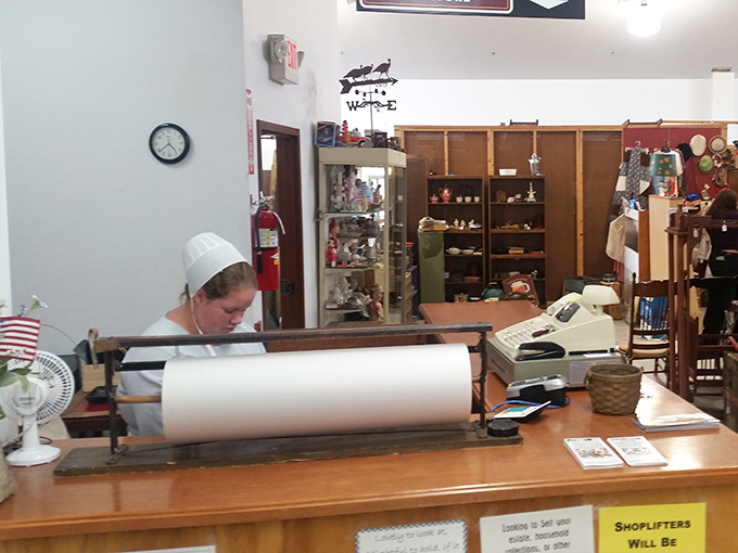 Even the checkout counter is a blast from the past. That vintage cash register probably rang up items when a dollar actually bought something substantial.