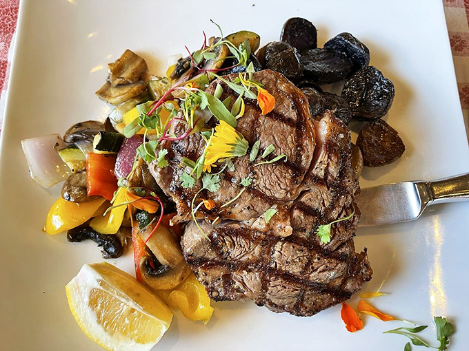 Even landlubbers find happiness here&mdash;a perfectly grilled ribeye that proves The Old Clam House respects protein in all its glorious forms.