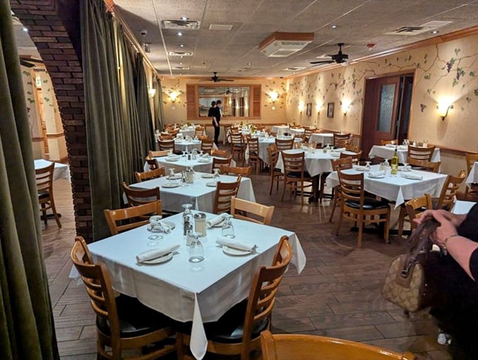 White tablecloths, wooden chairs, and vine-painted walls&mdash;the holy trinity of Italian restaurant decor that instantly makes you feel like family.