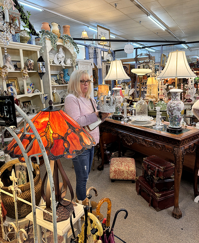 Serious lamp shopping requires serious contemplation. That butterfly shade isn't just lighting a room&mdash;it's making a statement about who you are.