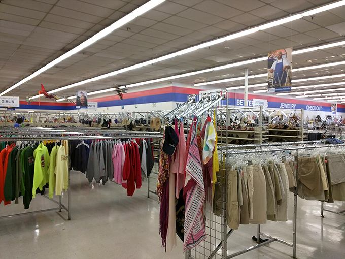 The clothing section: where fashion trends come full circle and yesterday's dad jeans become tomorrow's hipster statement piece.