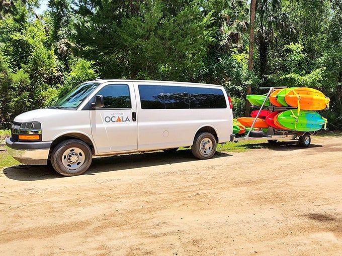 The shuttle service at Juniper Springs solves the paddler's eternal question: "How do I get back to my car after floating downstream?"