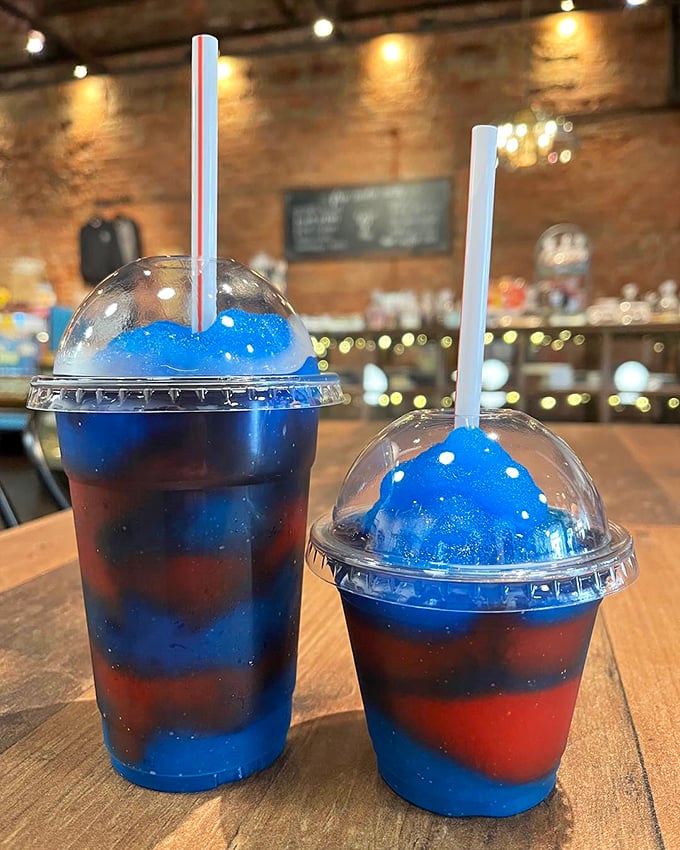 Blue and red swirled slushies that scream "summer" no matter the season. Brain freeze never looked so Instagram-worthy.