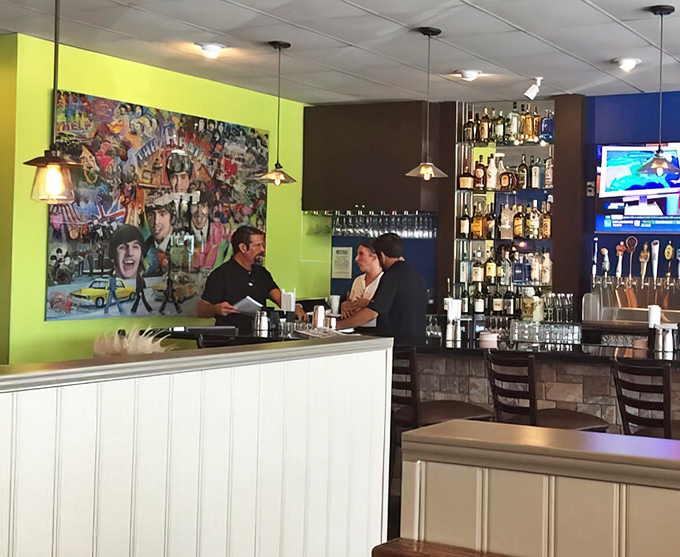 Where the magic happens &ndash; the bar area combines colorful d&eacute;cor with serious beverage business. Those paper lanterns aren't just for show.