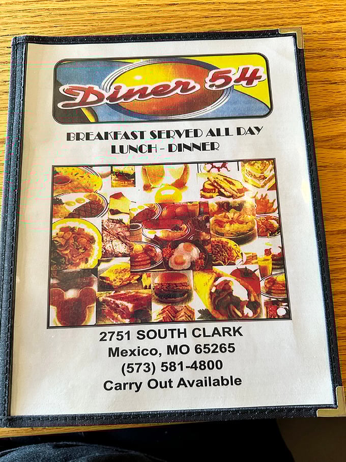 The menu cover that launched a thousand cravings. Breakfast served all day is the love language of diners everywhere.