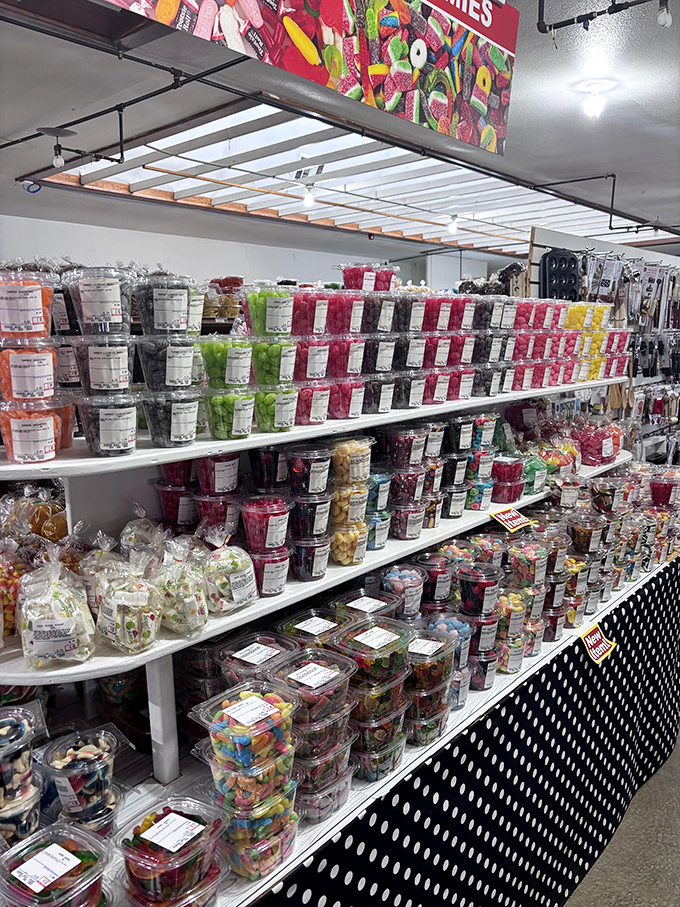 Candy paradise that would make Willy Wonka jealous. These colorful treats aren't just sweets&mdash;they're childhood memories packaged in plastic cups.