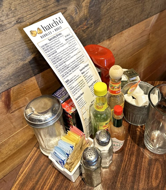 The condiment station &ndash; where hot sauce dreams and salt and pepper schemes come together to elevate your breakfast game.