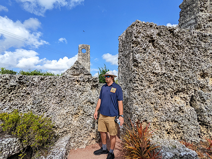 Tour guides walk visitors through the property, explaining theories about how one small man accomplished what would challenge modern construction equipment.
