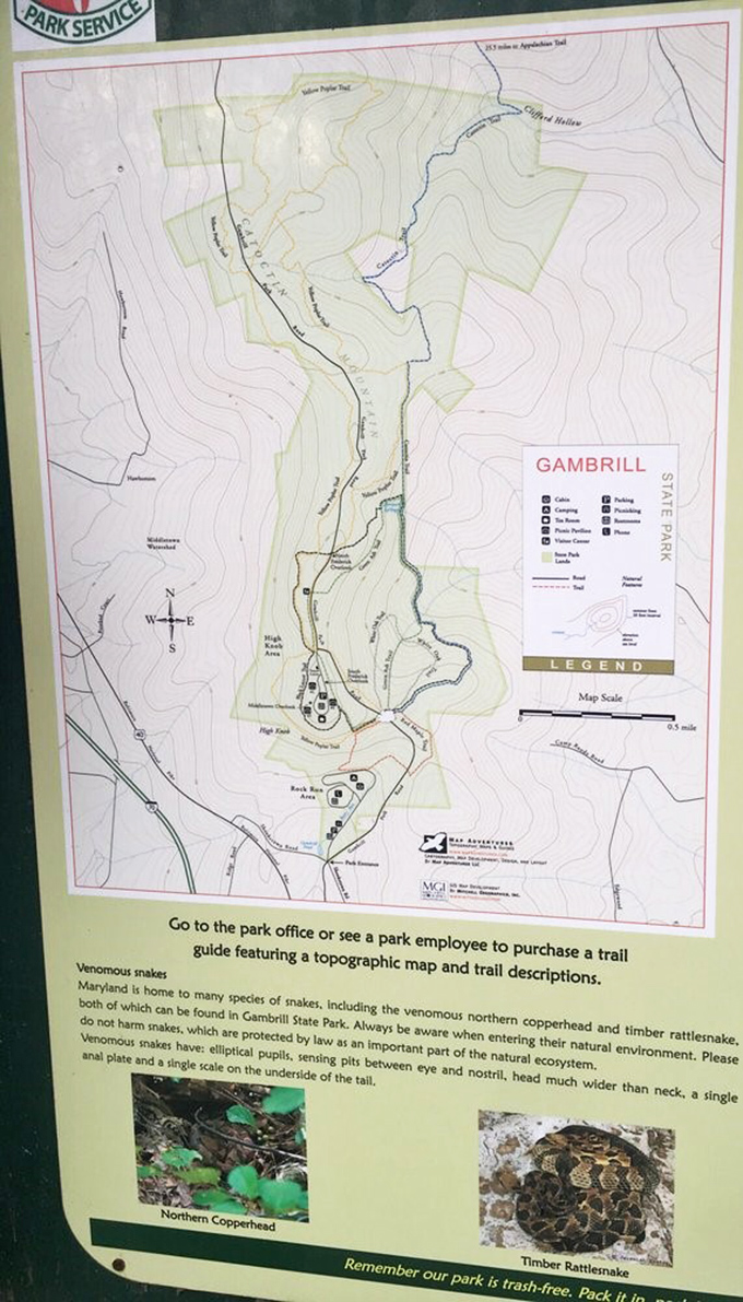 The treasure map to outdoor bliss. Notice the fine print warning about venomous snakes&mdash;nature's way of saying "respect my space."
