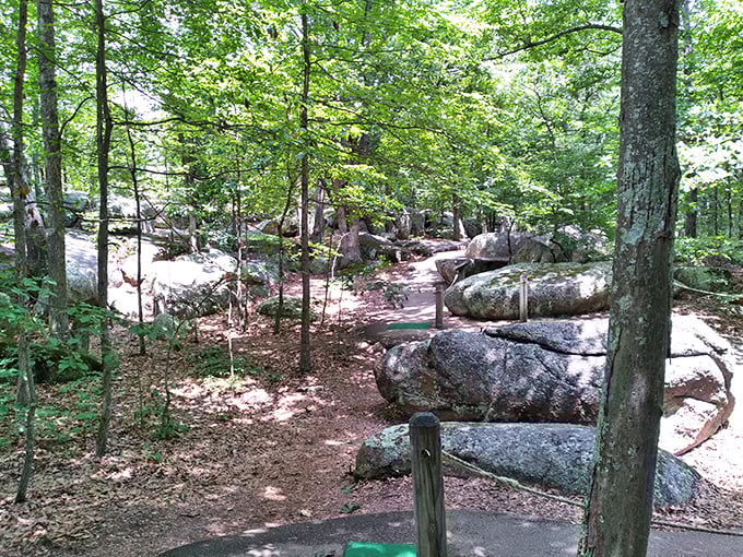 Nature's obstacle course winds through ancient boulders. The original fitness trail, designed by geological forces rather than personal trainers.