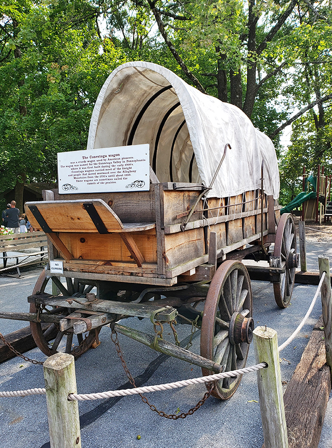 Pioneers once traveled west in wagons like this one, probably never imagining the underground wonders beneath their wheels.