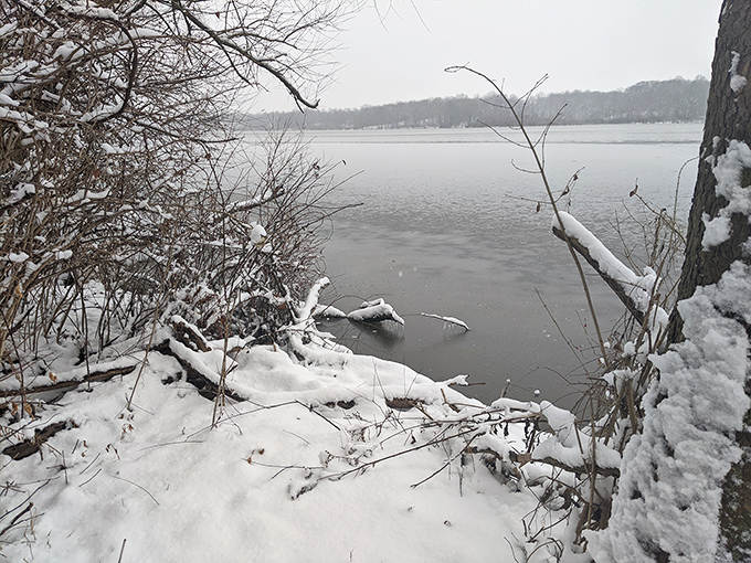 Winter transforms Kiser Lake into a monochromatic masterpiece that would make Ansel Adams reach for his camera.