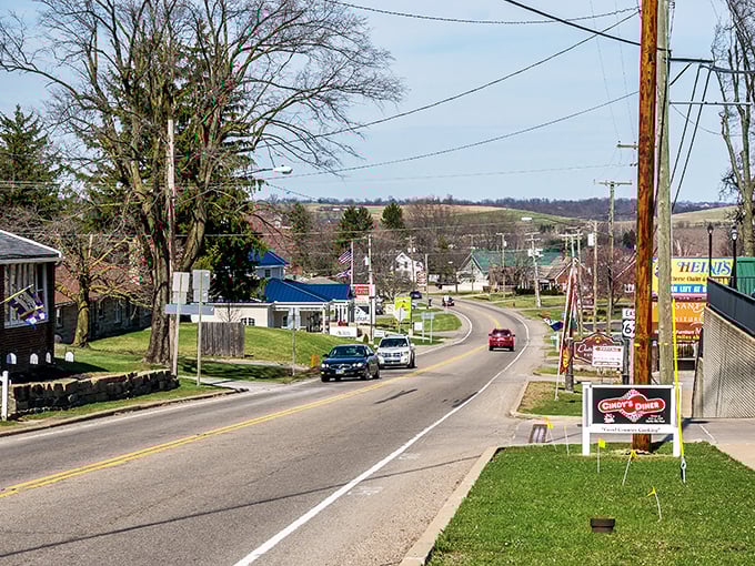 Berlin's main street bustles with the energy of visitors discovering authentic Amish country hospitality.