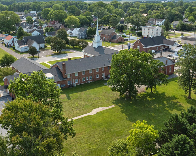 Bridgeville's church steeple stands sentinel over quiet streets that have changed remarkably little over the decades.