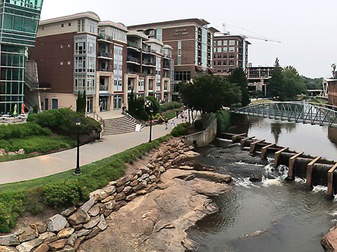 Urban renewal done right! The river runs through downtown like nature's own main street.