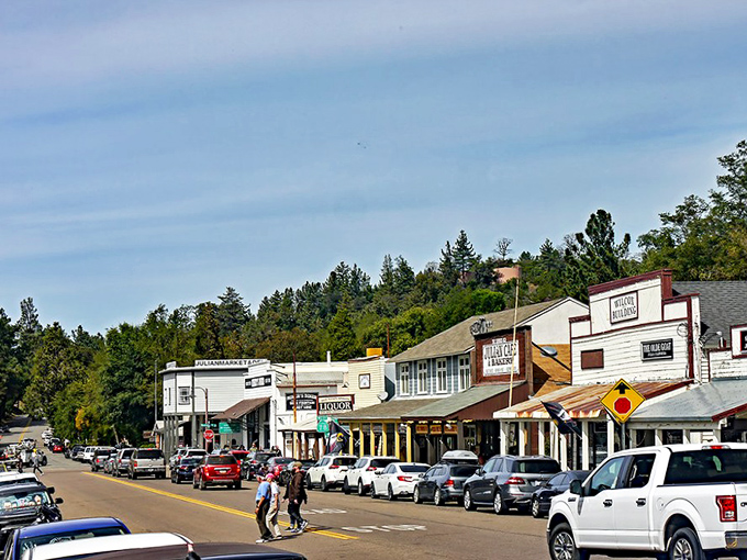 Julian's main street looks like it was plucked from a New England postcard – until you notice the California license plates.