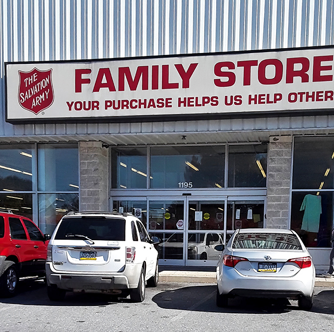 The Salvation Army's iconic red signage promises guilt-free retail therapy. Shopping that helps others never goes out of style!