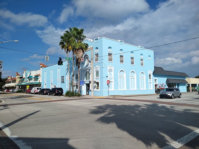 Vintage Vero's baby blue building stands out like a robin's egg in a downtown nest of brick and concrete.