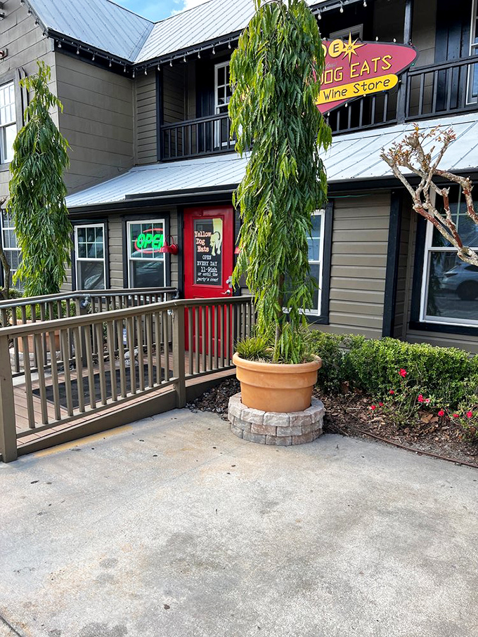 Yellow Dog Eats' quirky sign promises a bistro experience, but the barbecue inside is seriously no laughing matter.