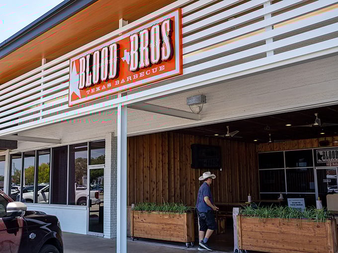 Clean lines and bright signage mark Blood Bros as something different. The future of Texas barbecue looks deliciously boundary-breaking.