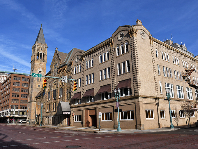 The majestic courthouse in Canton oversees a downtown where retirement dollars maintain their authority much longer.