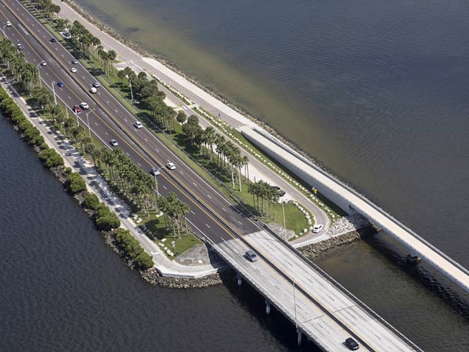 Water views for days along this Tampa Bay crossing, where dolphins occasionally race cars across the sparkling expanse.