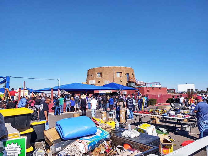 Where desert meets deals! Glendale Public Market's distinctive round building serves as the perfect landmark for this bargain hunter's playground.