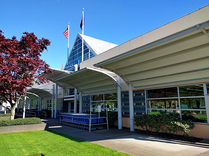 With manicured grounds and an impressive entrance, this Goodwill Superstore elevates thrifting to a department store experience.