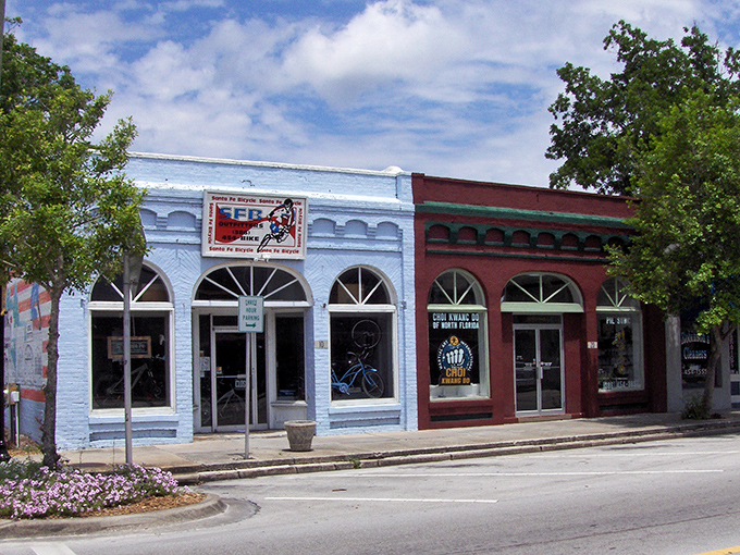 Colorful awnings and historic buildings make High Springs' downtown the perfect starting point for spring-hopping adventures.