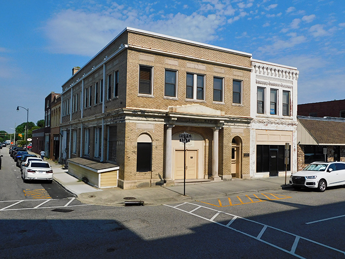 The colorful storefronts of downtown Lumberton reflect a community where retirees can afford to live vibrantly on fixed incomes.