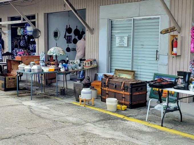 Vintage vibes! This corner of Oldsmar Flea Market showcases the perfect blend of nostalgia and practicality that keeps bargain hunters coming back weekend after weekend.