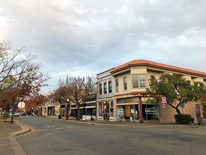 Fall colors transform Oroville's downtown into a painter's palette, where historic buildings frame nature's seasonal show.