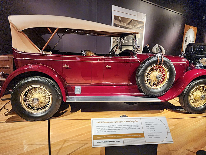 Automotive elegance personified: this gleaming 1925 Duesenberg represents Indiana's golden age of luxury car manufacturing and engineering excellence.