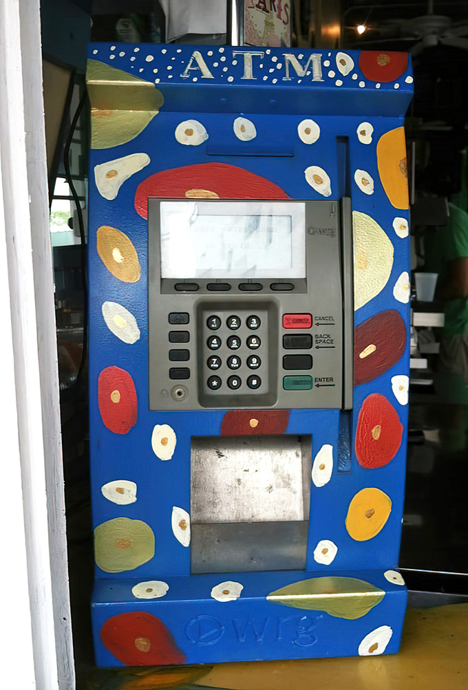 Even the ATM got dressed up for Miami. When your cash machine has more personality than most restaurants, you know you're somewhere special.