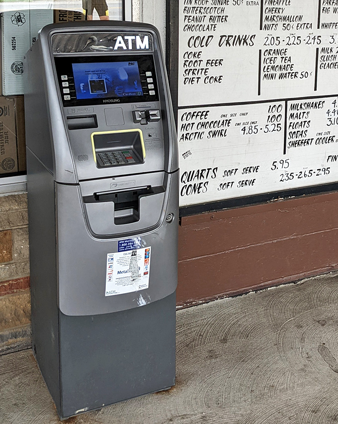 Even the ATM knows you'll need extra cash when faced with this menu of temptation.