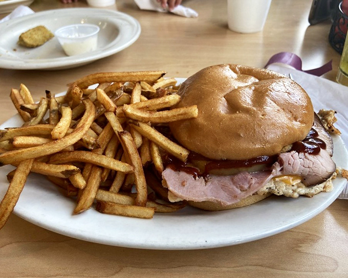 The Aloha Chicken Sandwich brings a tropical vacation to Bellefontaine. No TSA pat-down required, just a napkin for the BBQ sauce.
