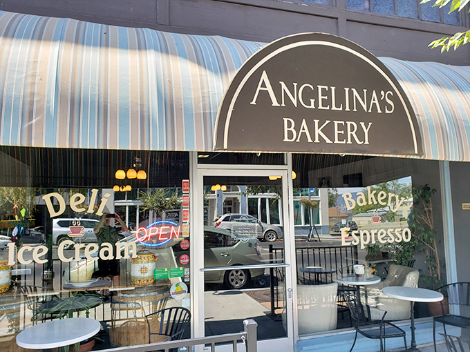 Angelina's Bakery tempts passersby with promises of espresso-fueled conversations and pastries worth breaking any well-intentioned diet resolutions.