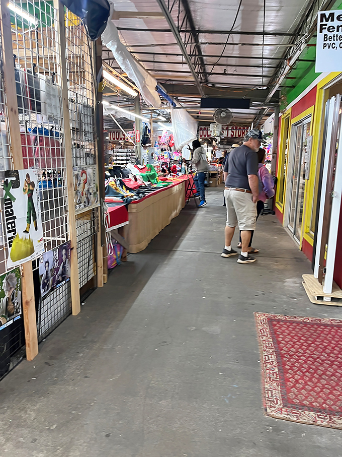 The modern bazaar experience &ndash; where shoppers stroll past colorful storefronts, each promising different treasures behind their humble facades.