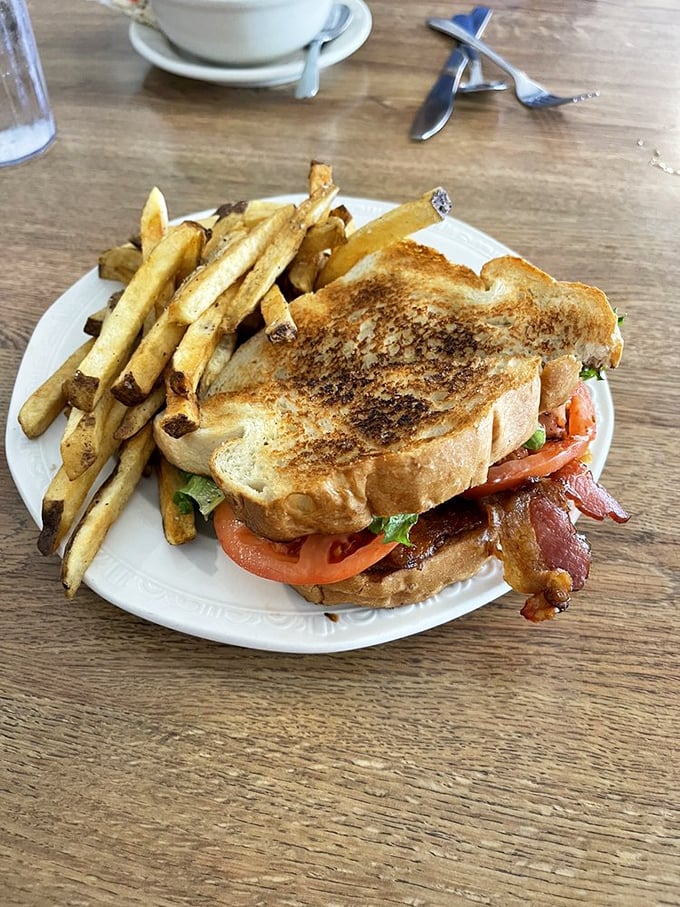 A BLT that reminds you why this classic deserves respect. Those hand-cut fries aren't just sides&mdash;they're co-stars in this lunch production.