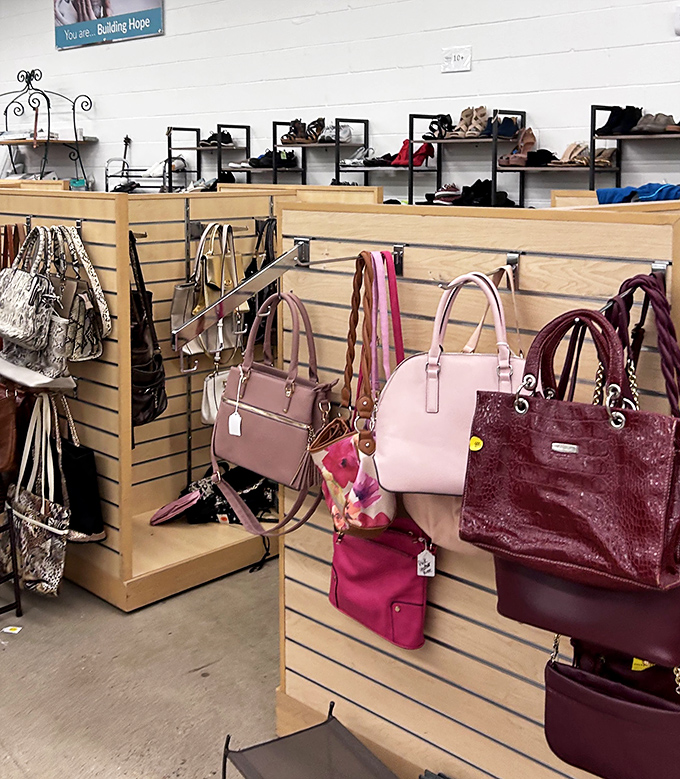 The handbag section dangles with possibilities &ndash; from practical totes to statement purses that once retailed for ten times the price.
