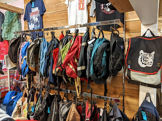 Backpack heaven for the nostalgic soul. That tiger graphic bag hasn't lost its roar despite decades of fashion evolution.