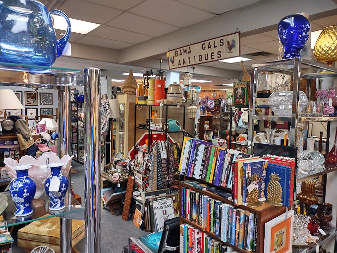 Books, blues, and beautiful chaos create the perfect browsing atmosphere for literary treasure hunters.